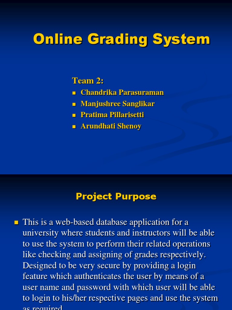 Final Online Grading System | Databases | User (Computing)