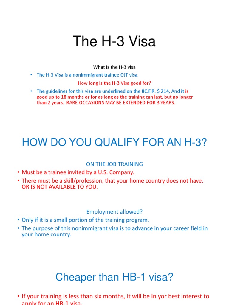 The H-3 Visa Project | PDF | Immigration Law | Official Documents