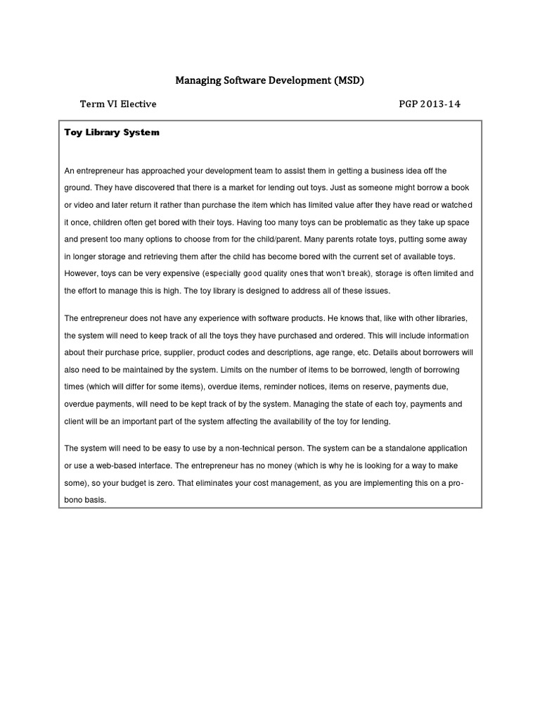 Managing Software Development (MSD) Term Vi Elective PGP 2013-14 | PDF ...