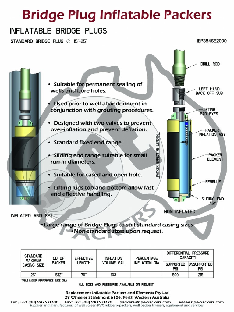 Inflatable Bridge Plugs and Packers Guide | PDF | Technology & Engineering