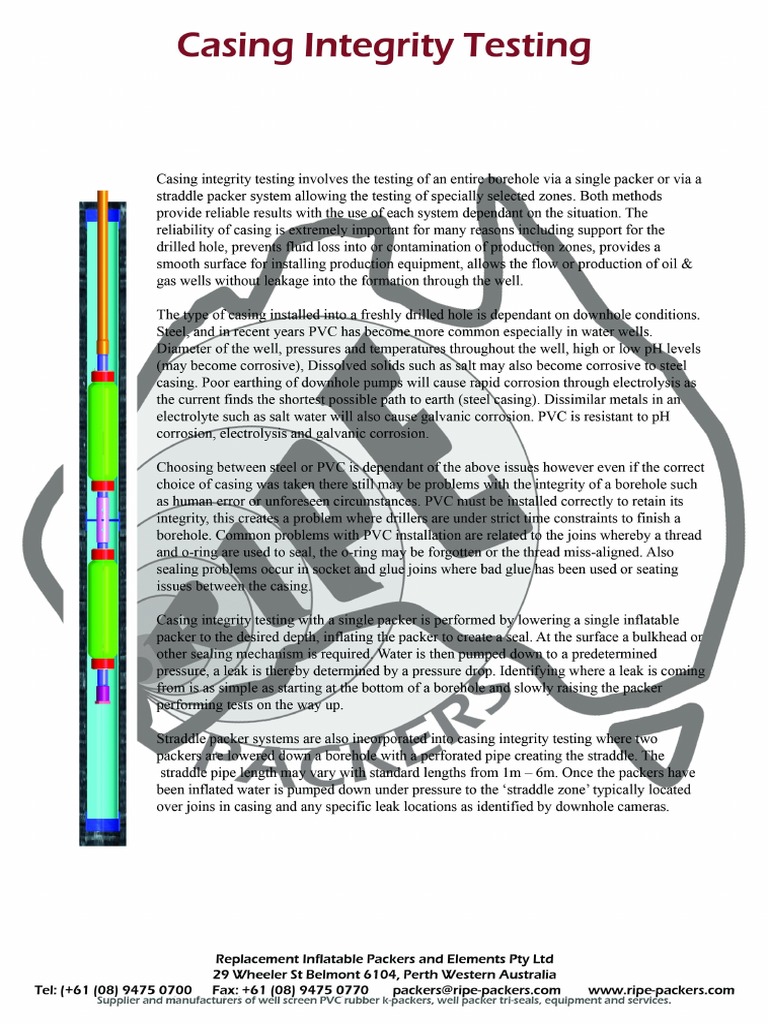 Casing Integrity Testing | Download Free PDF | Casing (Borehole) | Oil Well