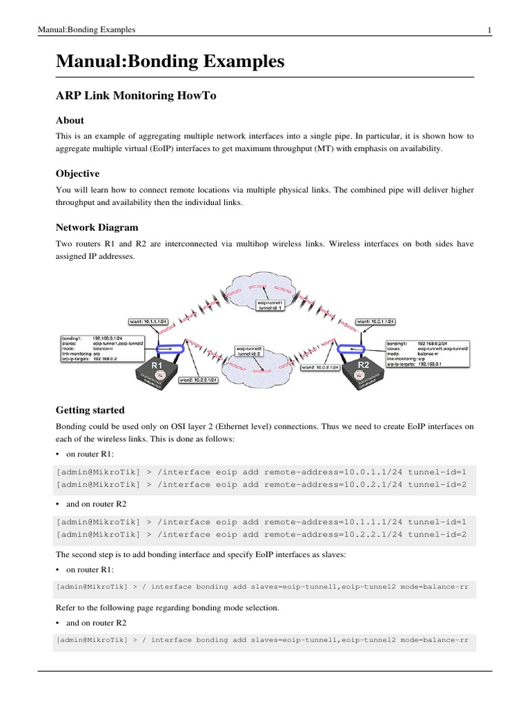 MikroTik Bonding Example | PDF | Router (Computing) | Networking Standards