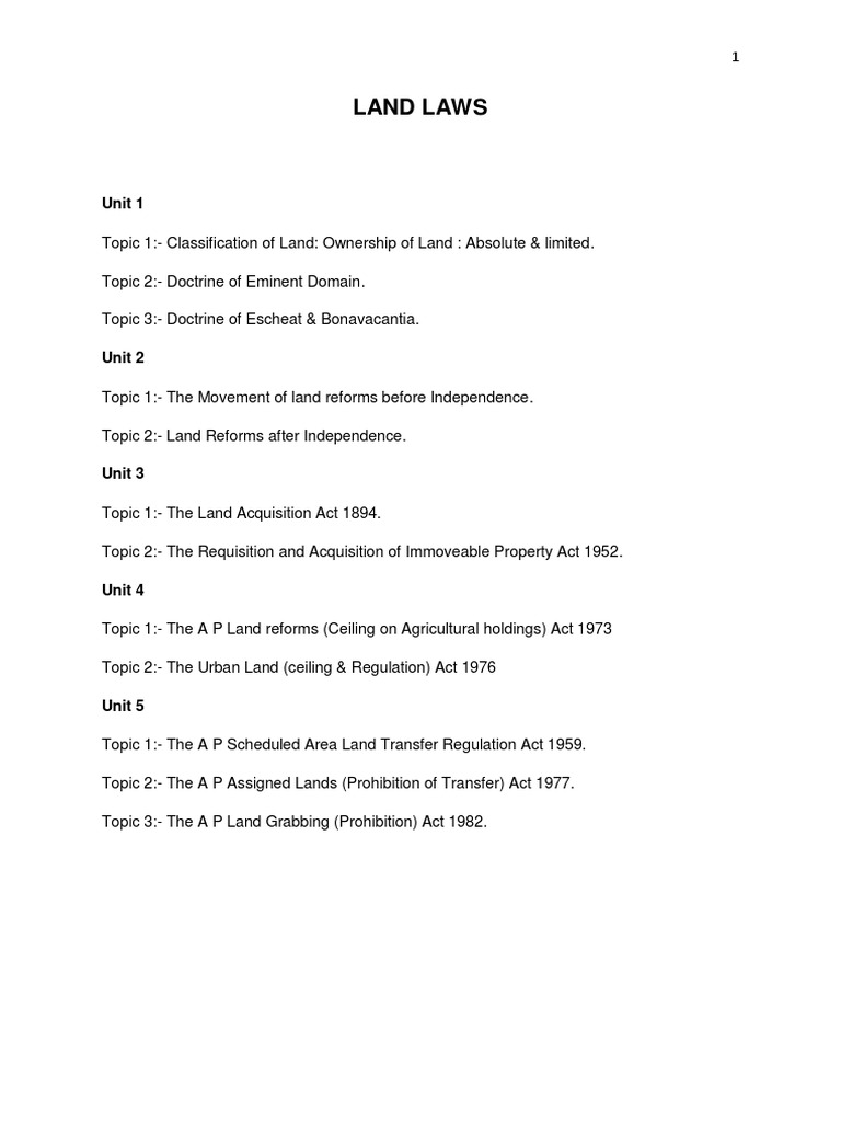 Land Laws | PDF | Eminent Domain | Property