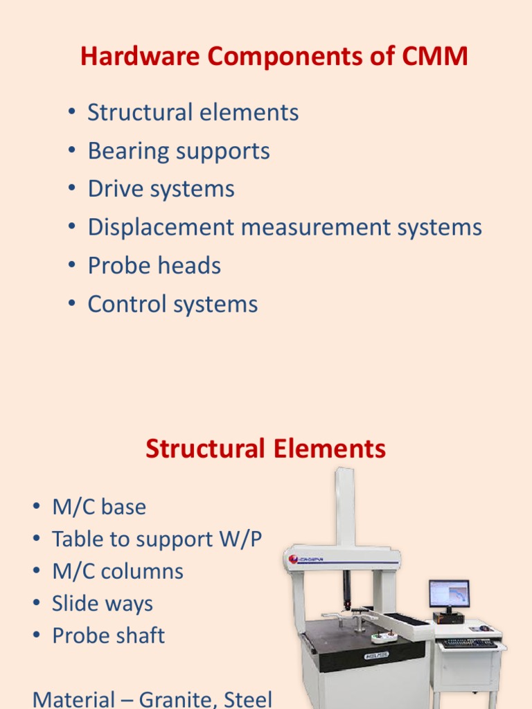 CMM Hardware Components Overview | PDF | Bearing (Mechanical) | Materials