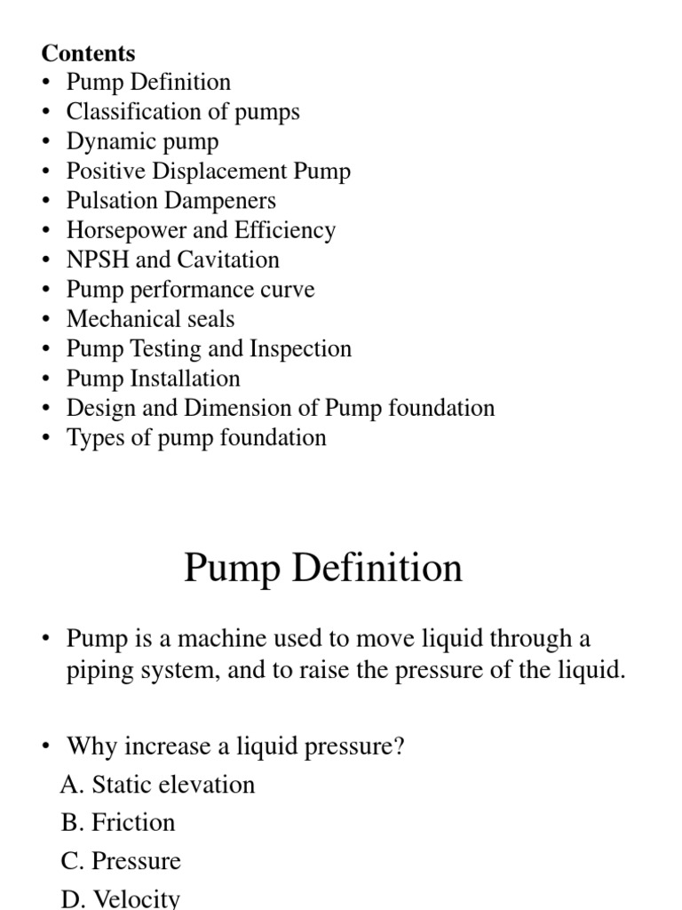 Pump Presentation | PDF | Pump | Gases