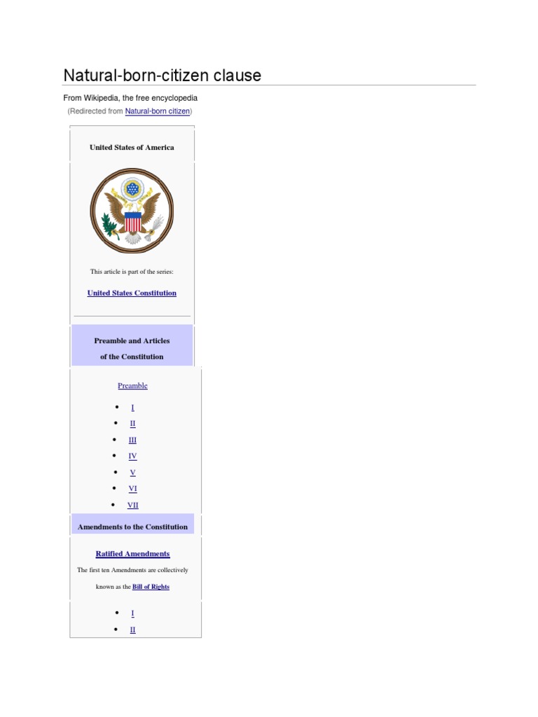 Natural-Born-Citizen Clause: From Wikipedia, The Free Encyclopedia ...