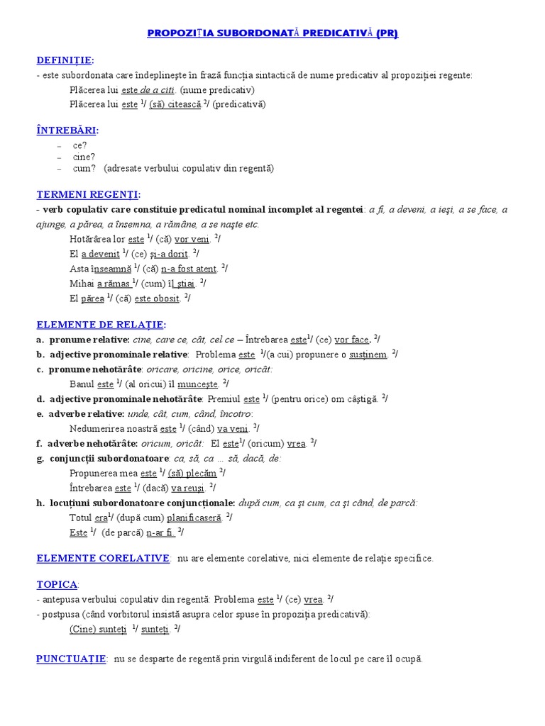 Propozitii Subordonate | PDF