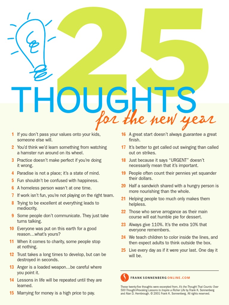 25 Thoughts Poster | PDF | Self-Improvement | Wellness
