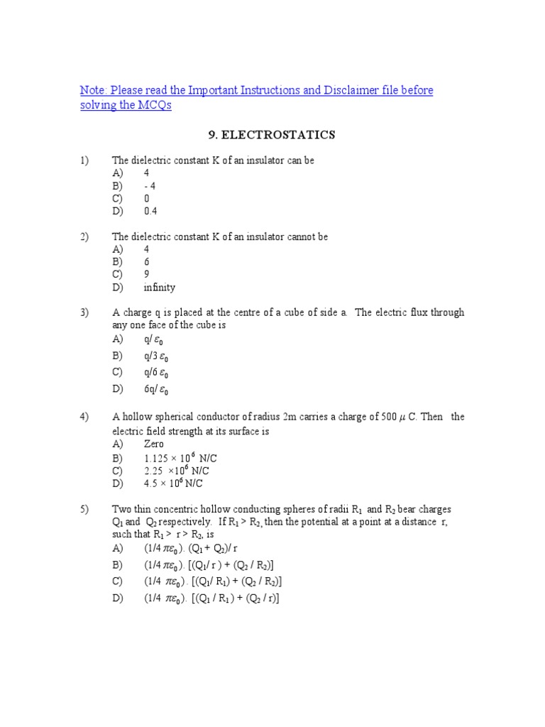 Electrostatics | PDF | Capacitor | Series And Parallel Circuits