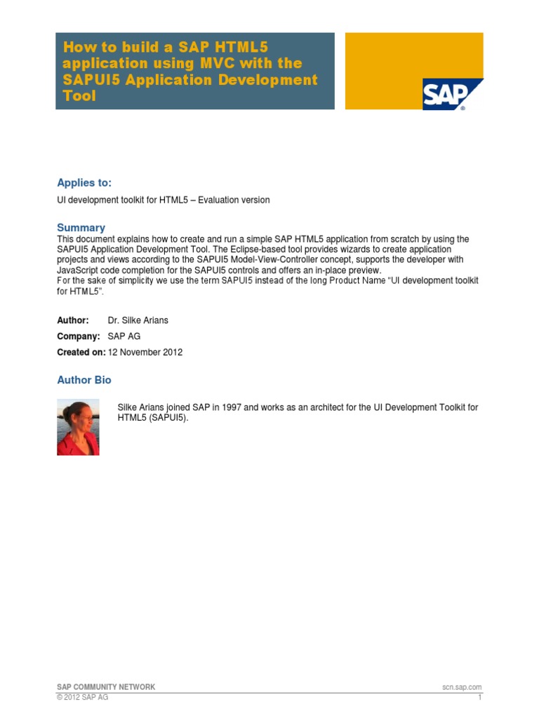 How To Build A Sap Html5 Application Using Mvc With The Sapui5 Application Development Tool