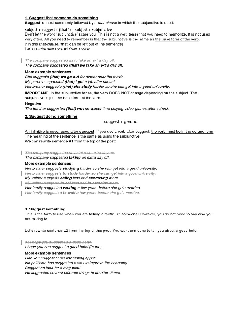 How To Use The Verb Suggest PDF