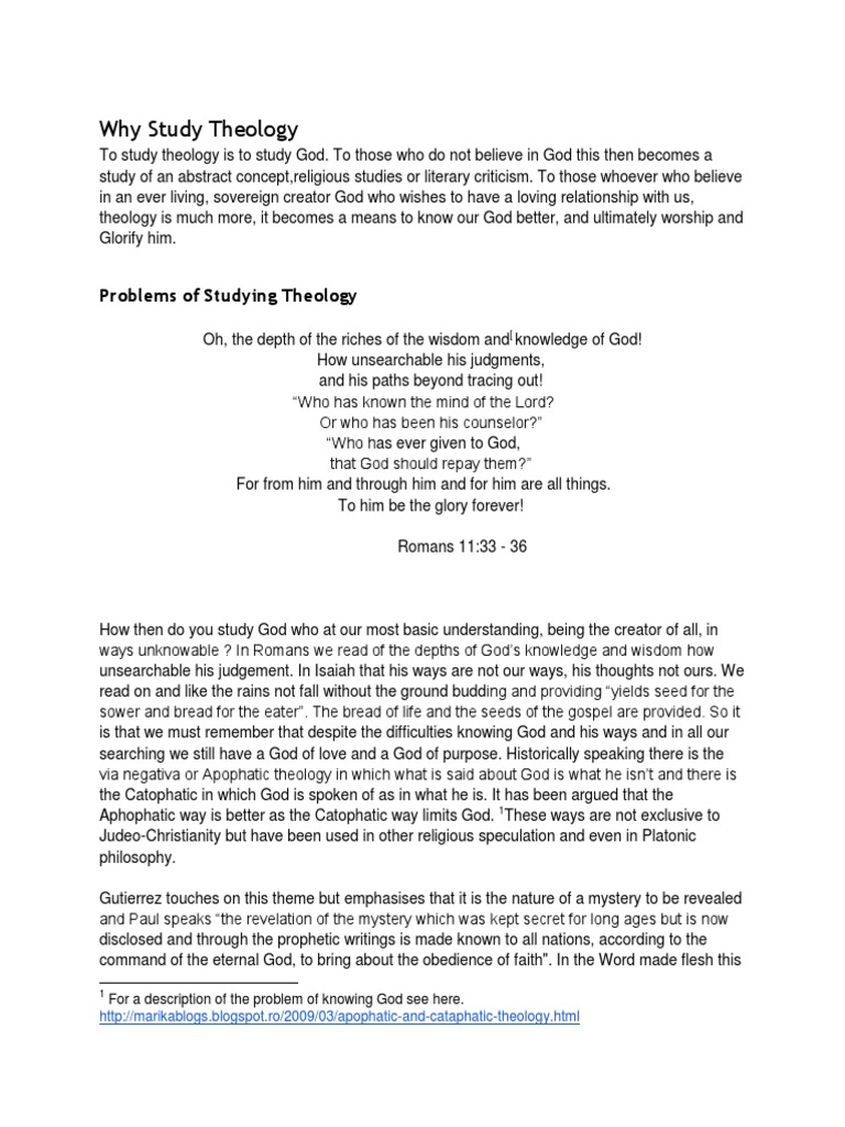 Why Study Theology: Problems of Studying Theology | PDF