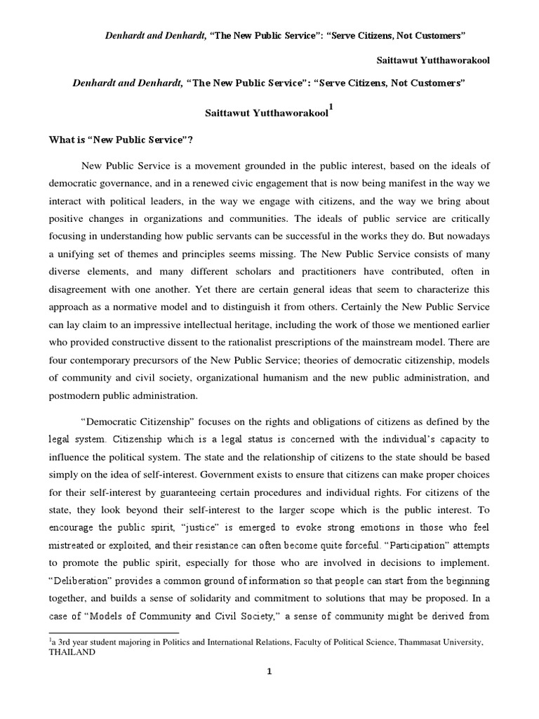 Denhardt and Denhardt, "The New Public Service": "Serve Citizens, Not ...