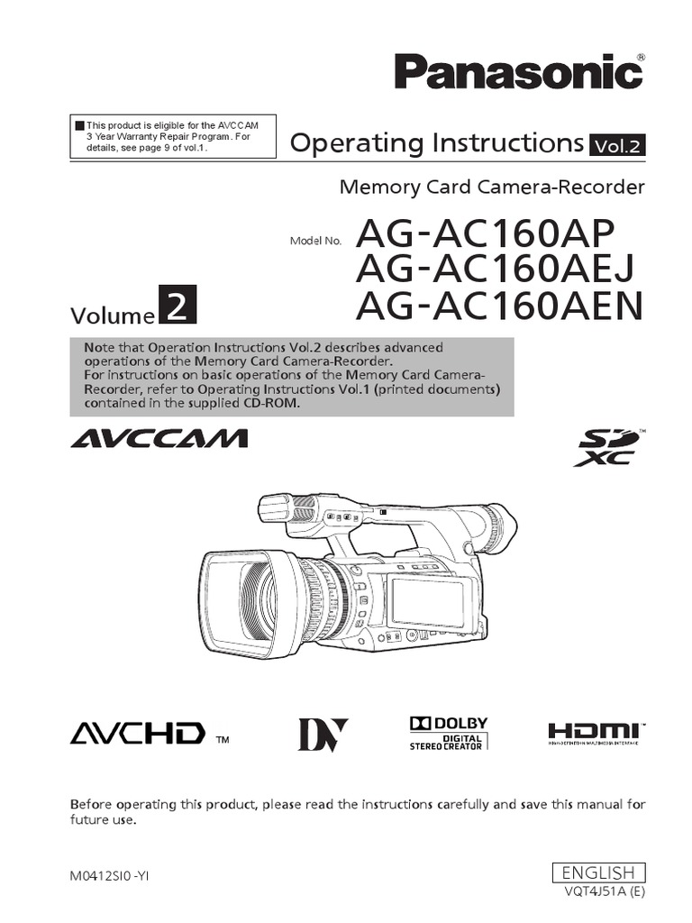 AG-AC160A OperatingInstructions Advanced | PDF | Color Balance | Secure ...