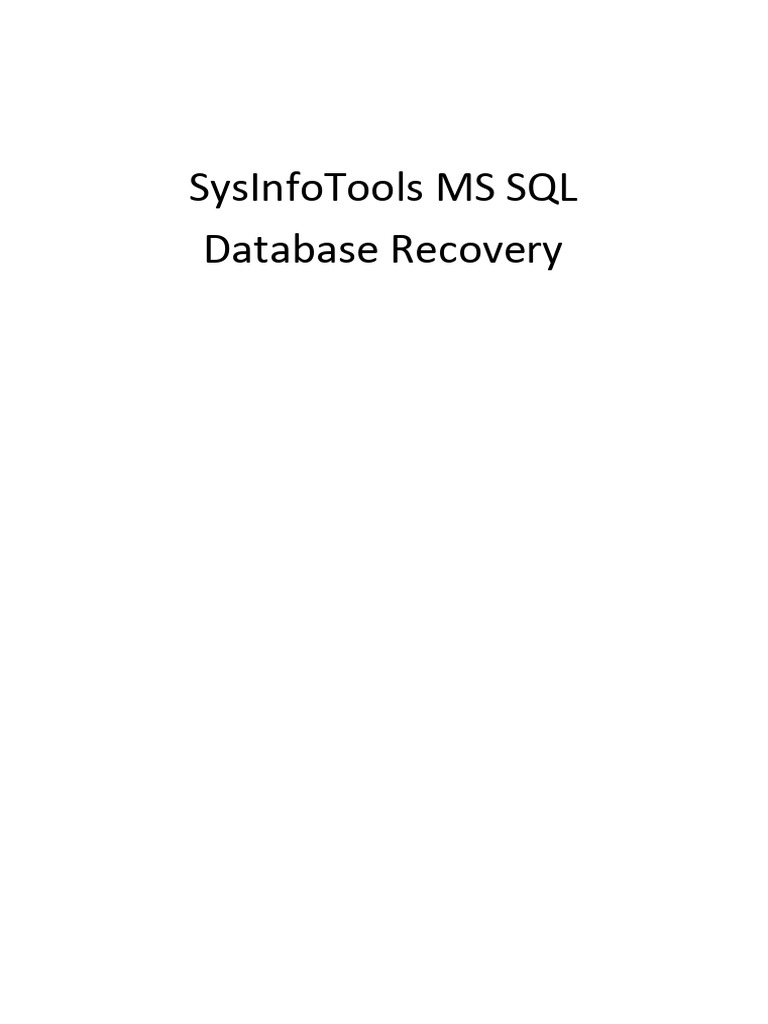 Ms Sql Database Recovery Pdf Microsoft Sql Server Databases