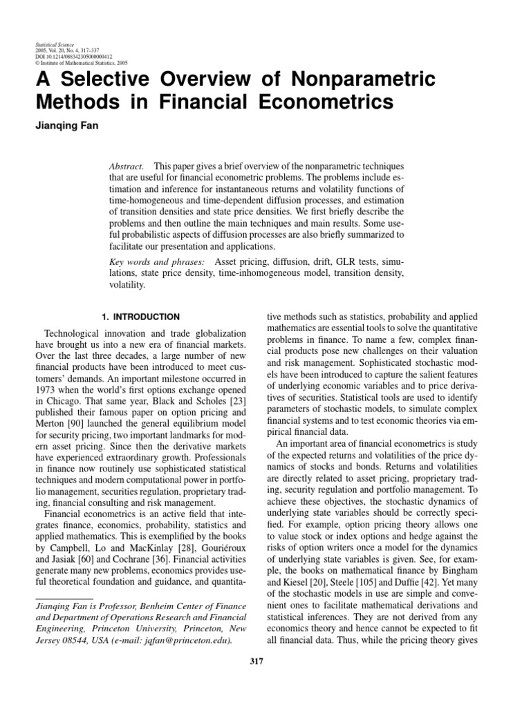 Non Parametric For Finance | PDF | Option (Finance) | Bias Of An Estimator