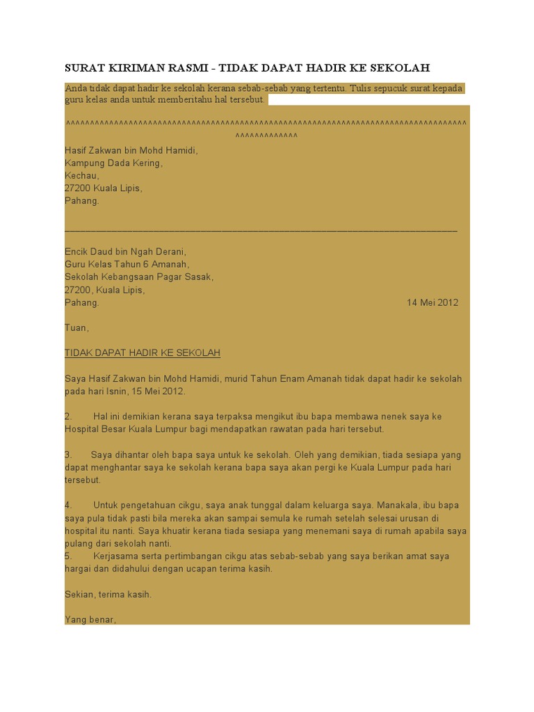 Surat Kiriman Rasmi 1 | PDF