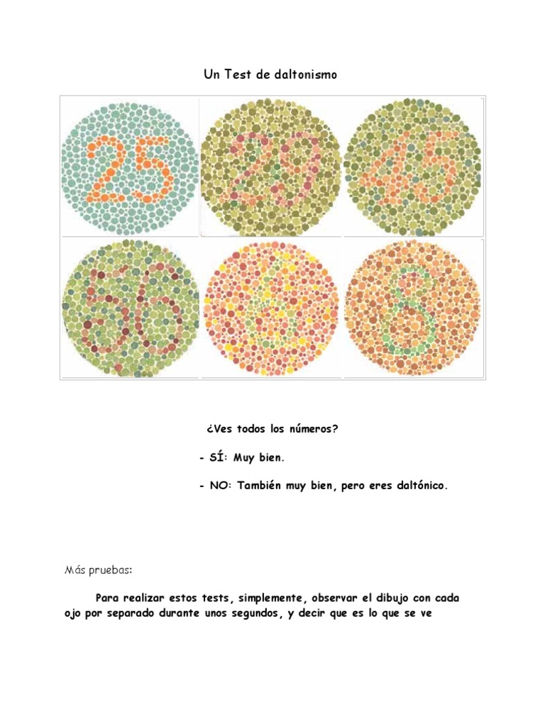 Test e Info Sobre Daltonismo | PDF | Color | Especialidades Medicas
