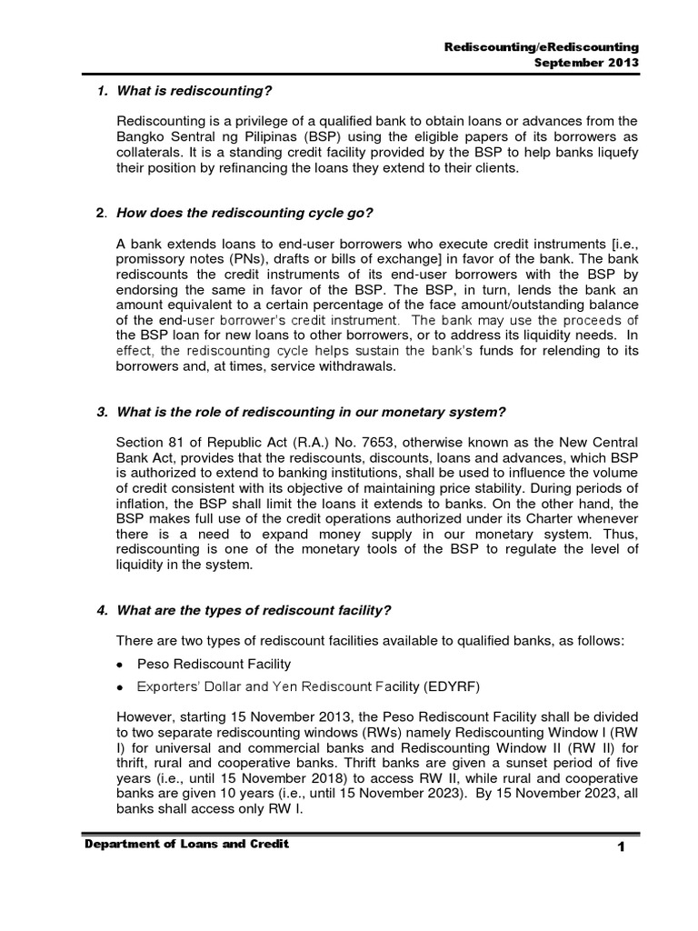 Rediscounting | PDF | Loans | Credit (Finance)