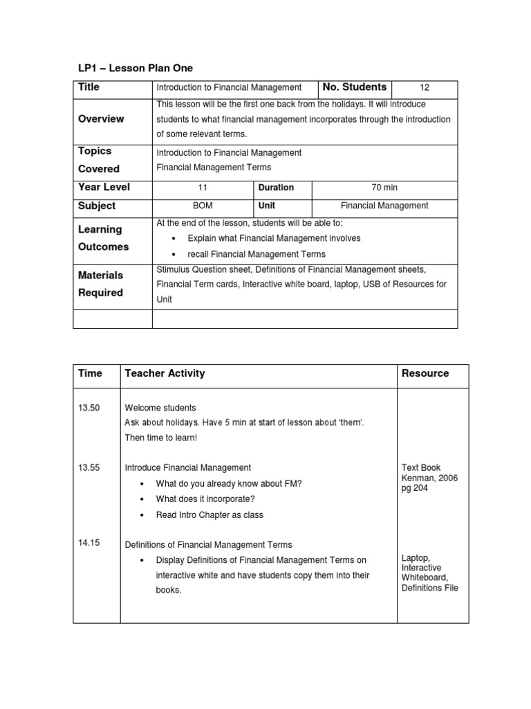 Lesson Plans 1-6 & Resources | PDF | Debits And Credits | Goodwill ...
