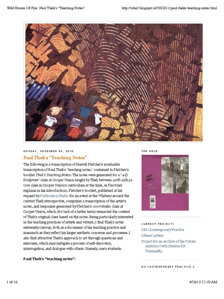 Paul Thek's Teaching Notes | PDF | Love