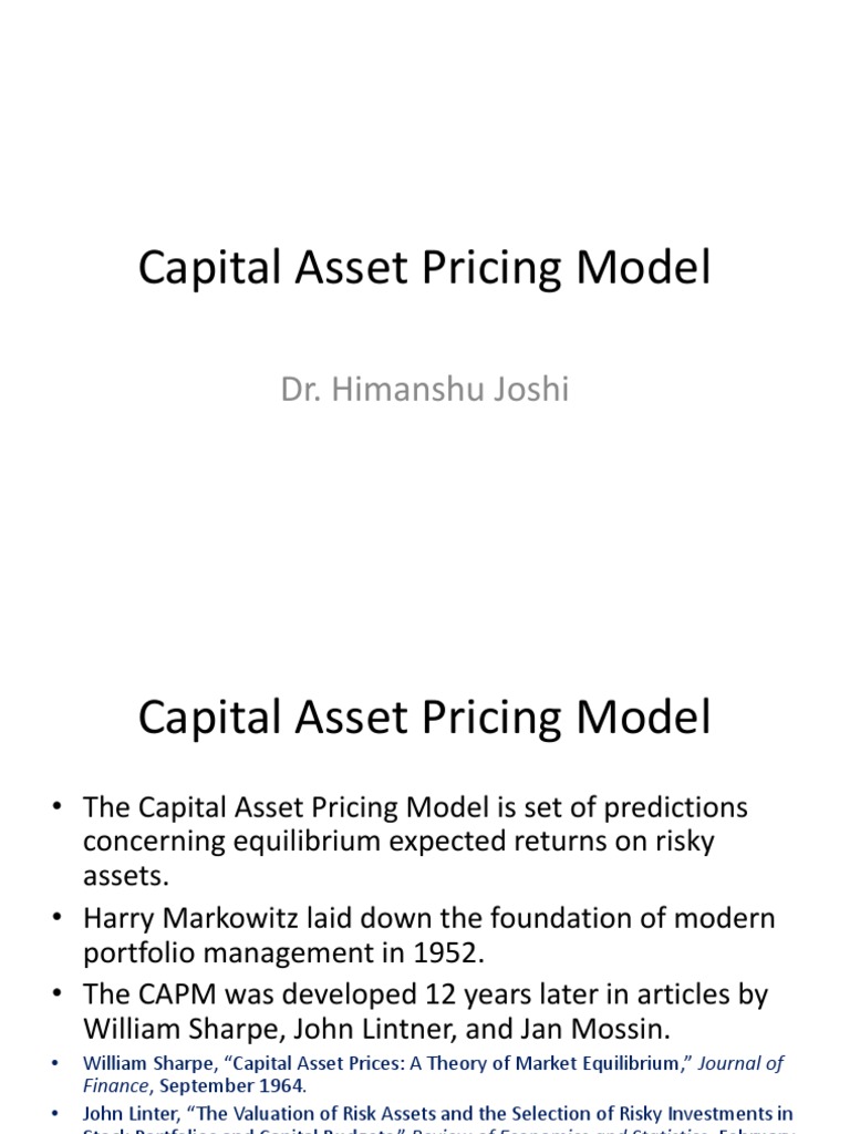 An In-Depth Explanation of the Capital Asset Pricing Model | PDF ...