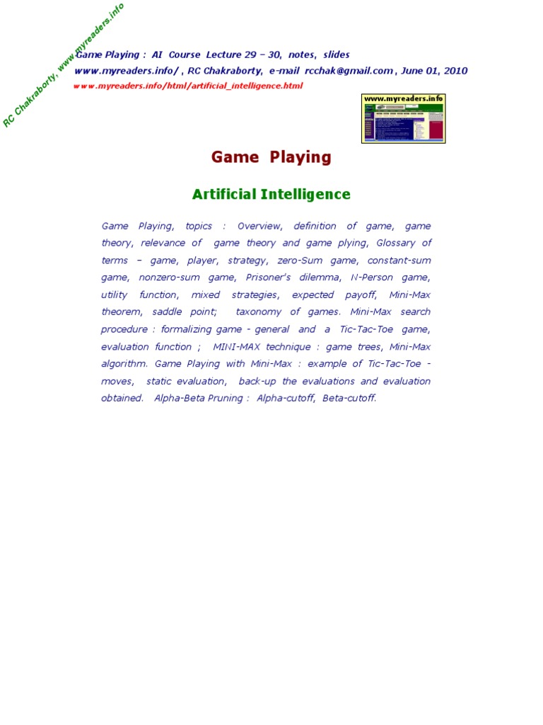 Game Playing | PDF | Game Theory | Matrix (Mathematics)