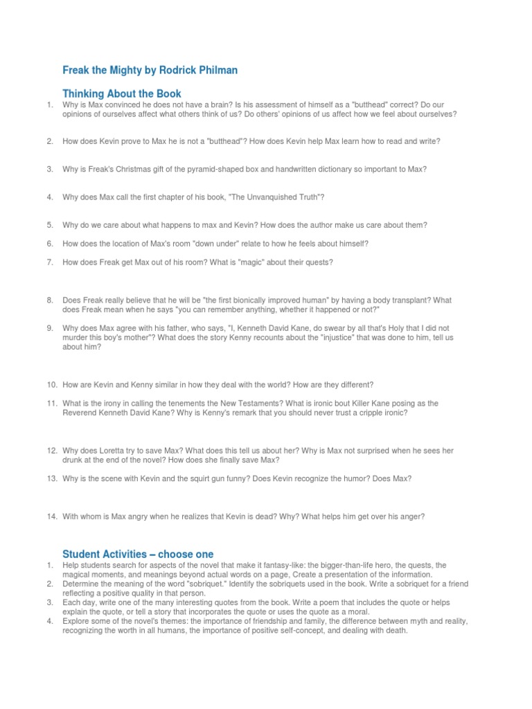 Freak The Mighty by Rodrick Philman | PDF