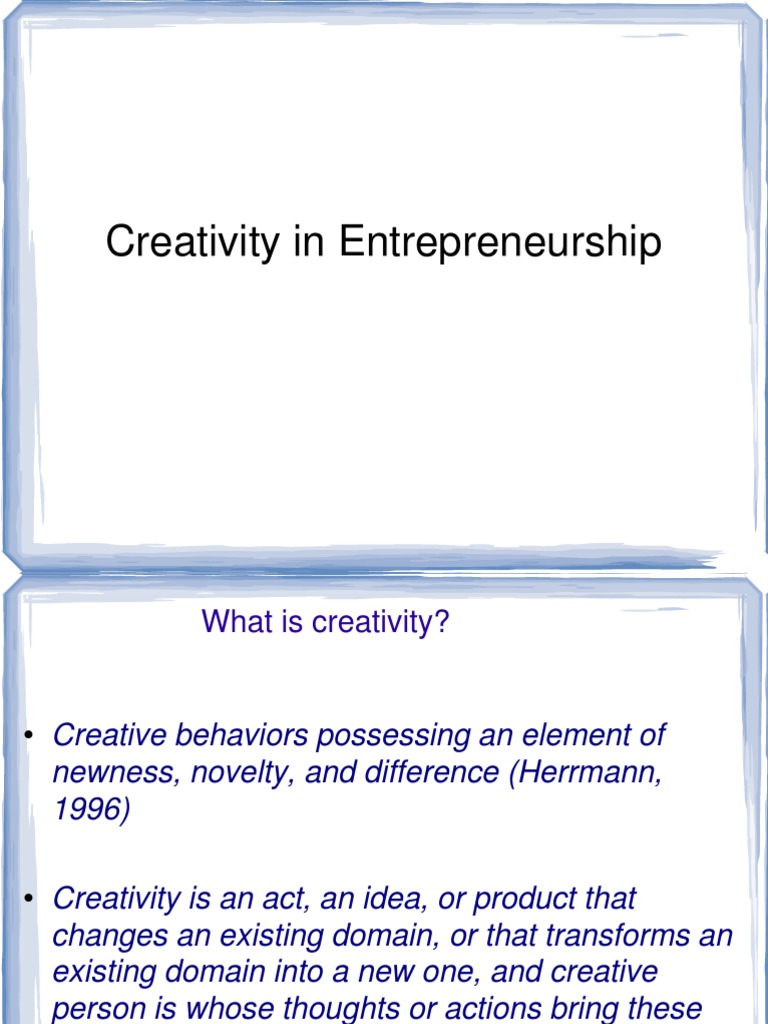 The Role of Creativity in Entrepreneurship | PDF | Entrepreneurship ...