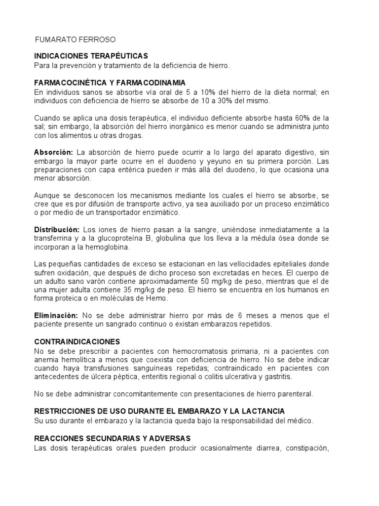 Fumarato Ferroso | PDF | Vómitos | Hierro