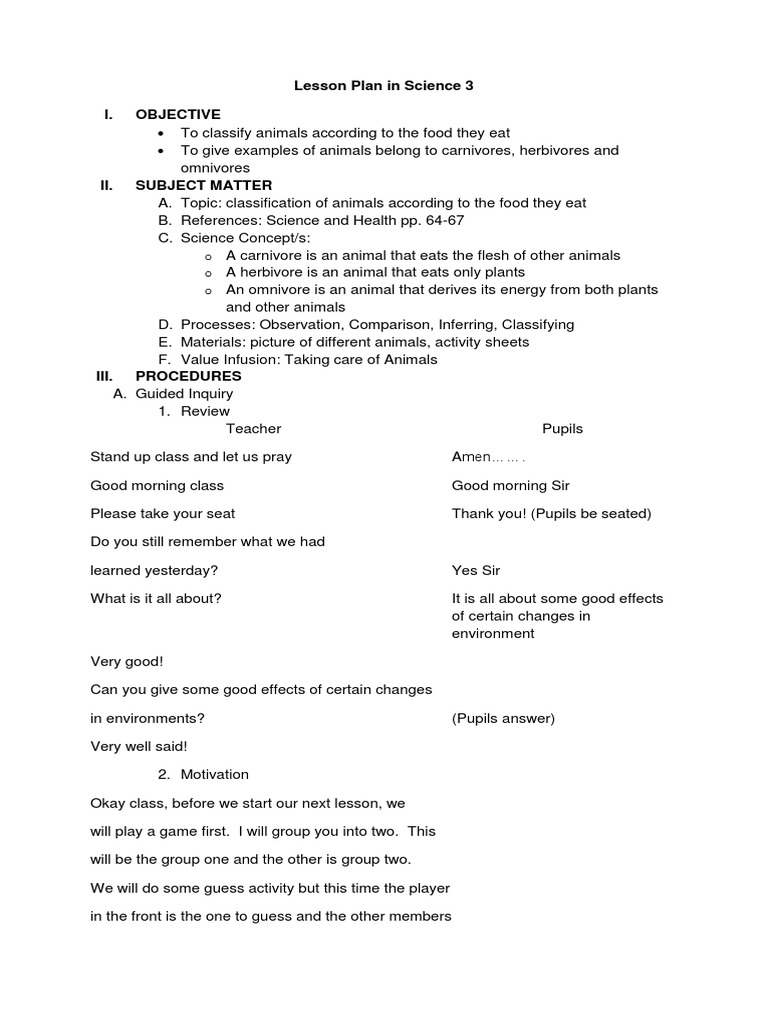 Classifying Animal Eating Habits | PDF | Lesson Plan | Foods