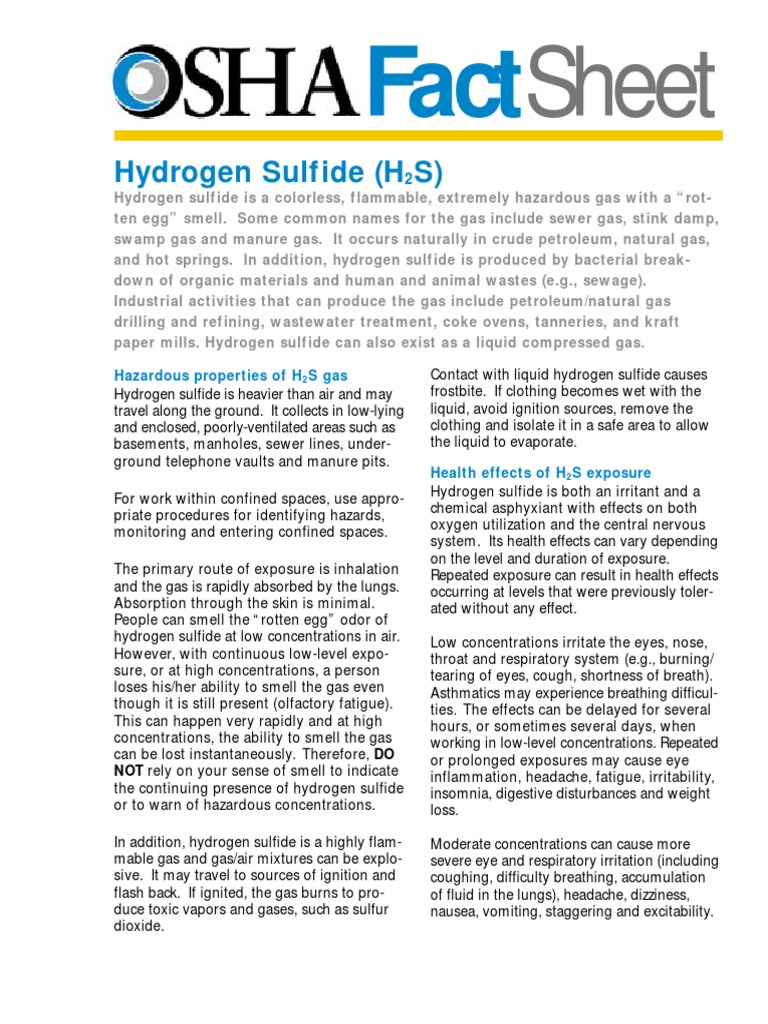 Hydrogen Sulfide Fact | Chemistry | Chemicals