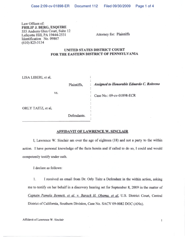 Philip J. Berg, Esquire: Assigned To Honorable Eduardo C. Robreno | PDF ...