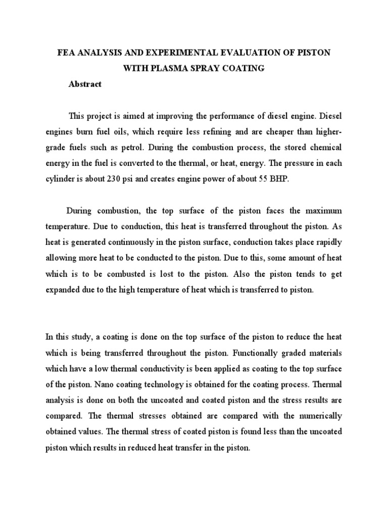 Piston Coating for Diesel Engine Efficiency | PDF