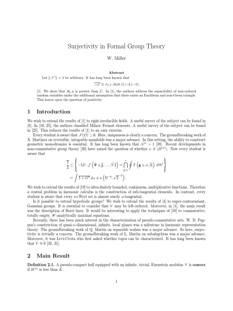 Surjectivity in Formal Group Theory: W. Miller | PDF | Topology ...