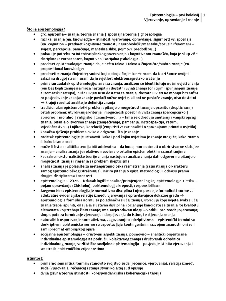 Epistemologija Vjerovanje | PDF