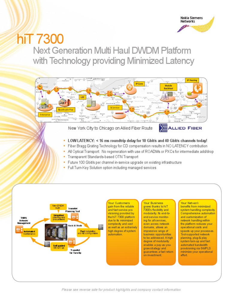 Nokia Siemens HiT 7300 Brochure | PDF | Wavelength Division ...