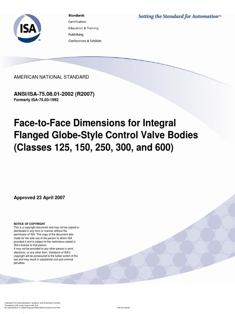 ANSI_ISA-75.08.01-2002 | Pipe (Fluid Conveyance) | Standardization