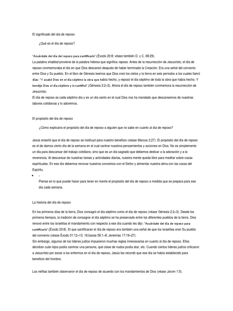 El Significado Del Día de Reposo | Descargar gratis PDF | La ...