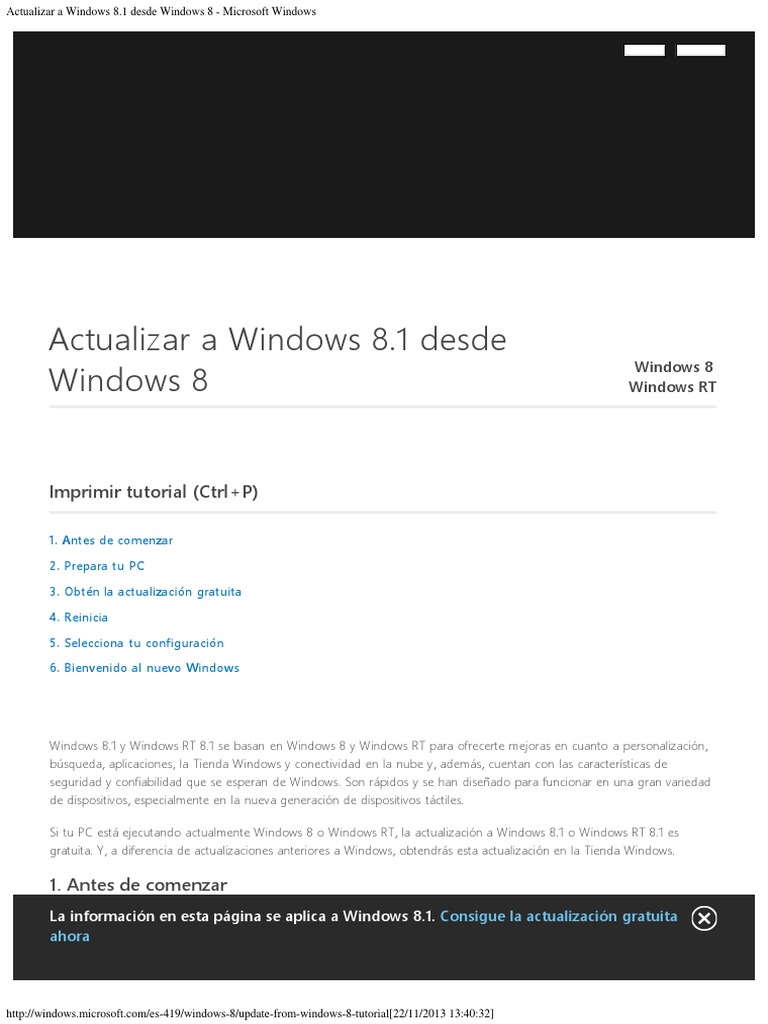 Actualizar A Windows 8.1 Desde Windows 8 - Microsoft Windows | PDF ...