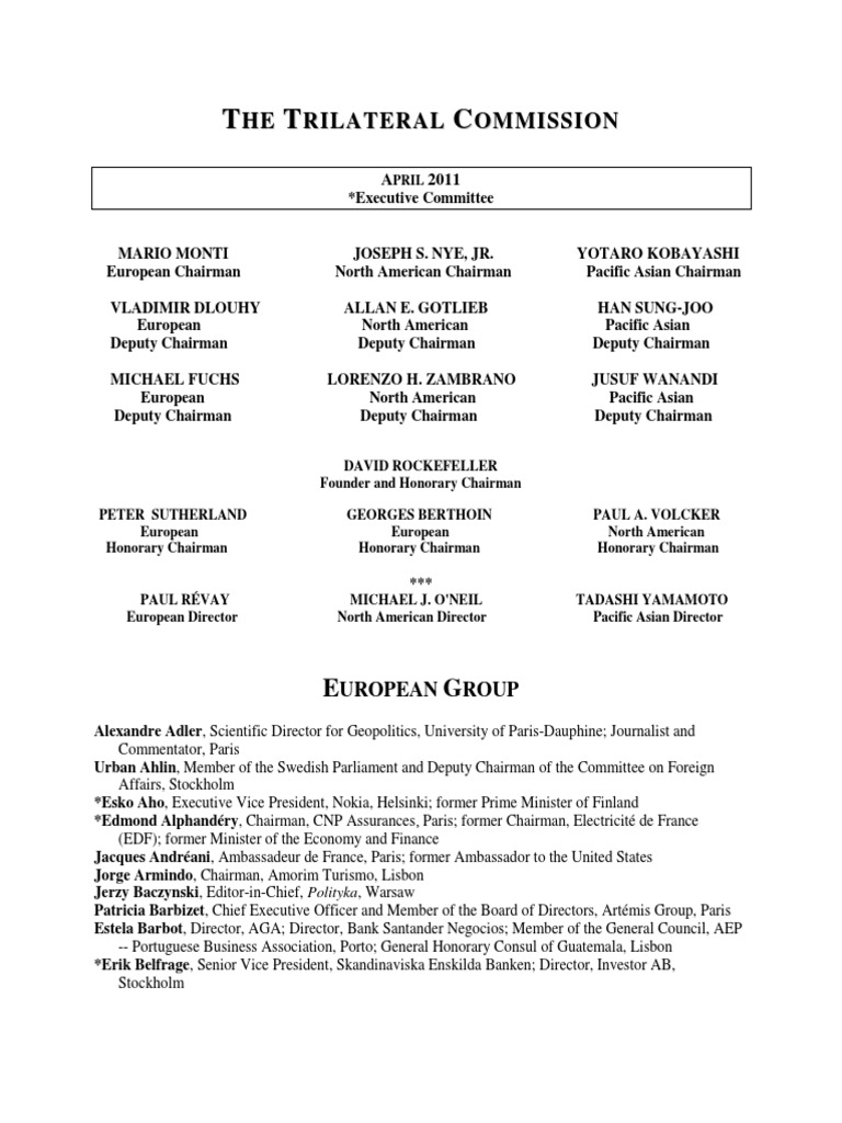 Trilateral Commission Leadership 2011 | PDF | Chairman | The United States