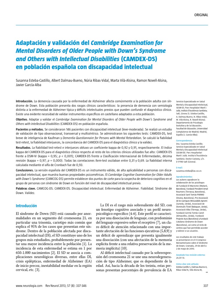 CAMDEX DSDownSyndrome | PDF | Diagnostico medico | Manual Diagnóstico y ...