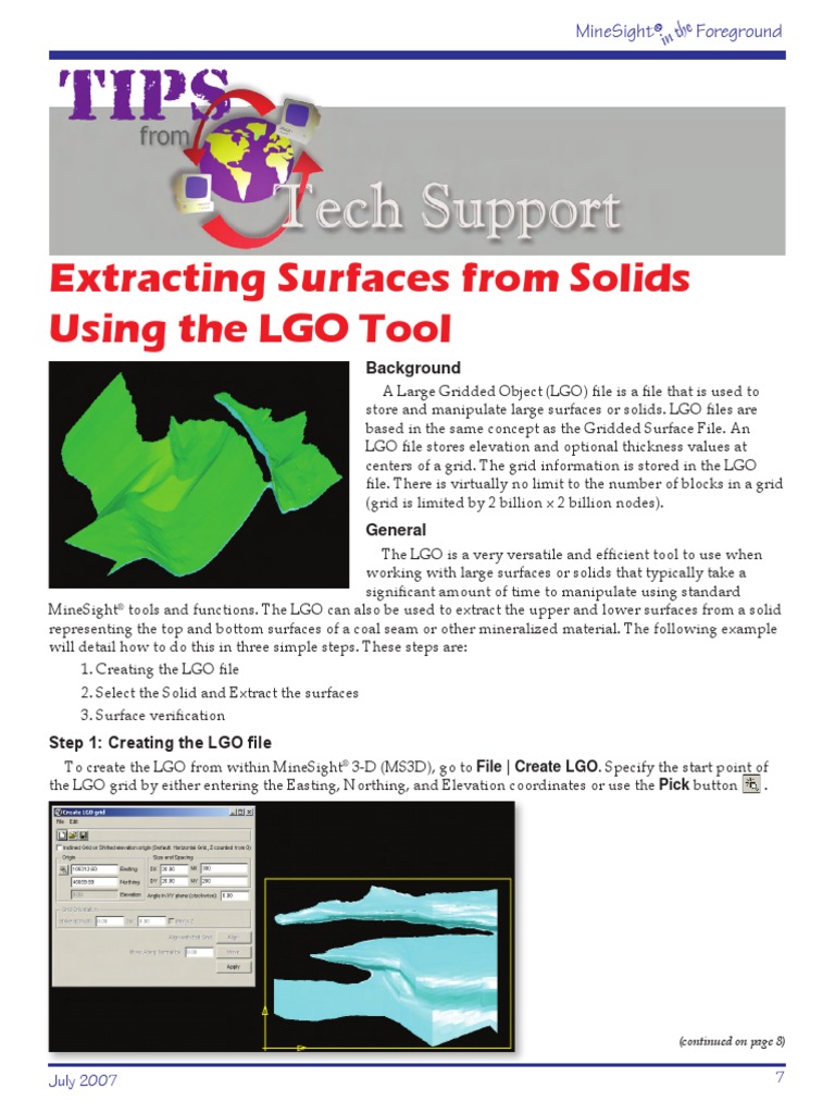 MS3D-LGO Tool and Extracting Surfaces From Solids | PDF | Tab (Gui) | Solid