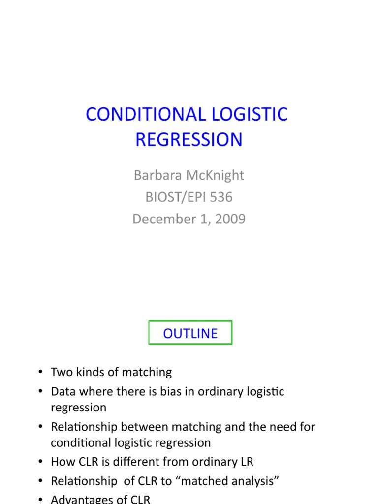 Conditional Logistic Regression Models | PDF | Logistic Regression ... Conditional Logistic Regression Models | PDF | Logistic Regression ...