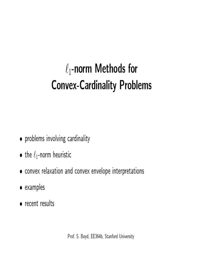 An Introduction to l1-Norm Heuristics for Convex-Cardinality Problems | PDF | Support Vector ...