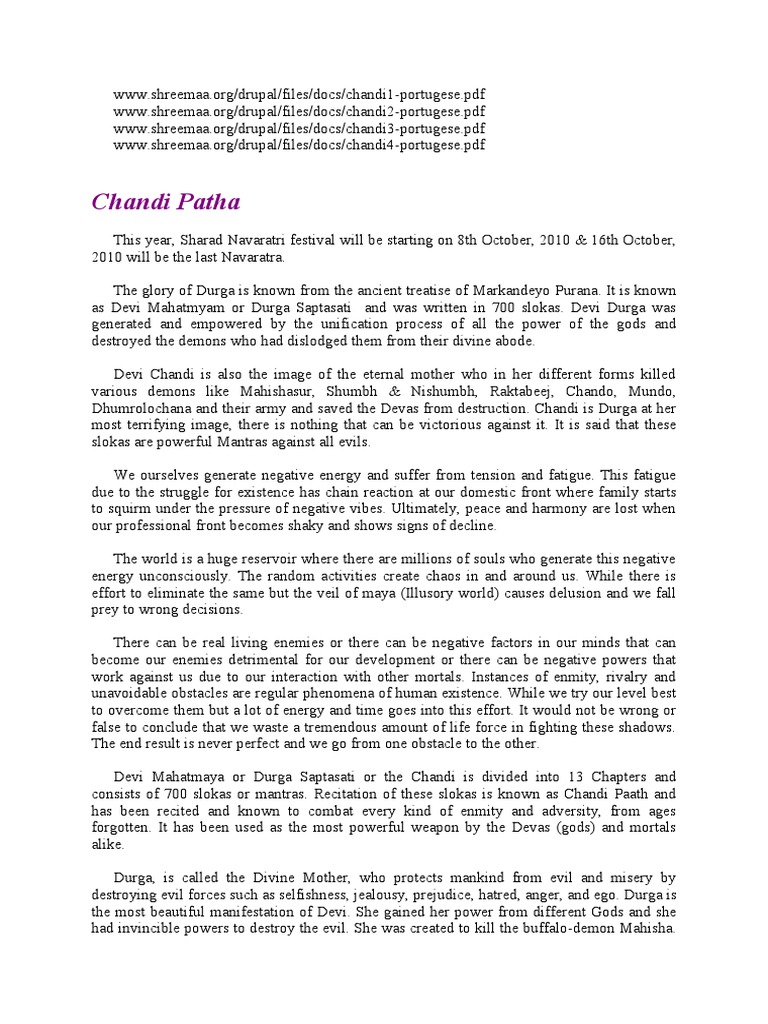 Chandi Patha | PDF | Religious Belief And Doctrine | Deities