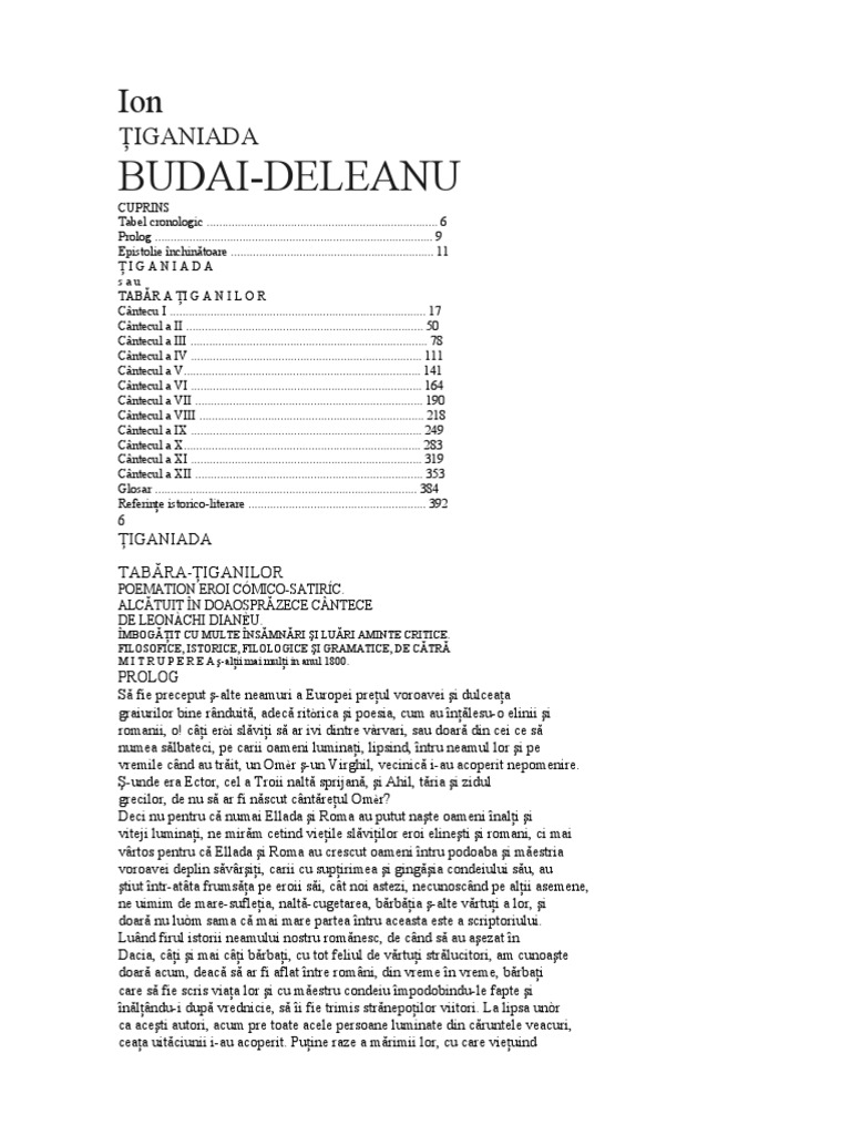 Budai-Deleanu Ion - Tiganiada (Cartea) Final | PDF | Notes (Finance ...