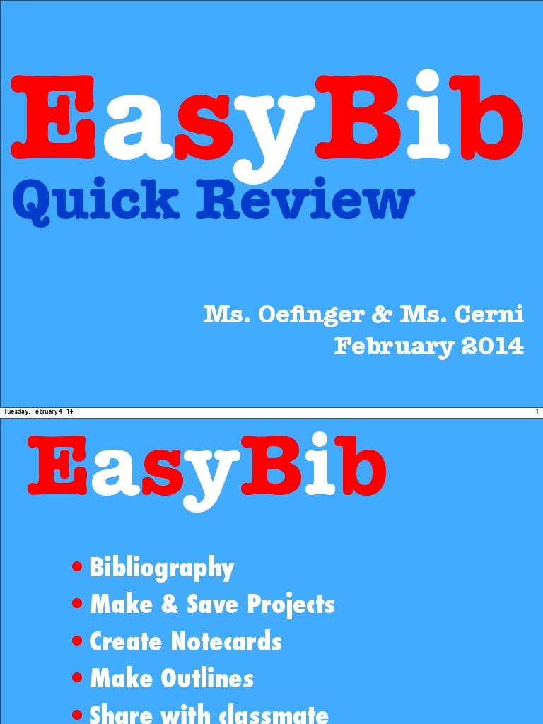 EasyBib Features for Student Projects | PDF | Language Arts ...