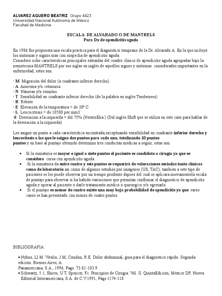 Escala de Alvarado o de Mantrels