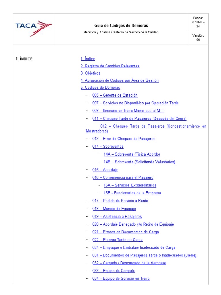 Guía de Códigos de Demoras | PDF | Aeropuerto | Servidor (Computación)